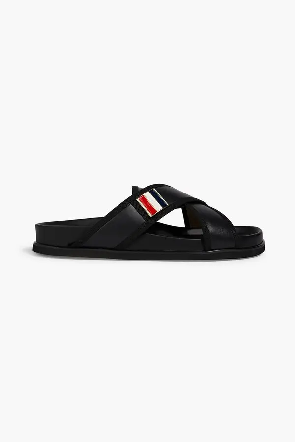 Thom Browne Leather Sandals With Grosgrain Trim