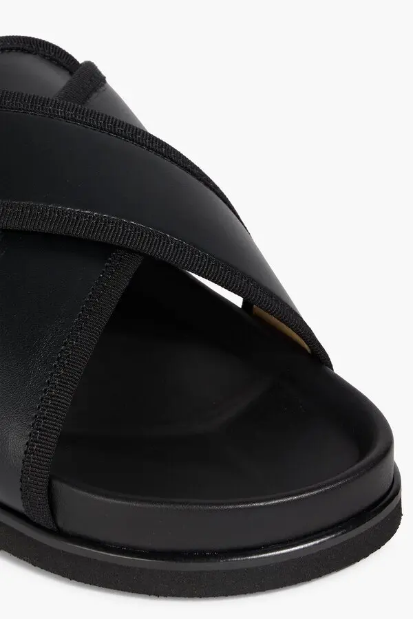 Thom Browne Leather Sandals With Grosgrain Trim