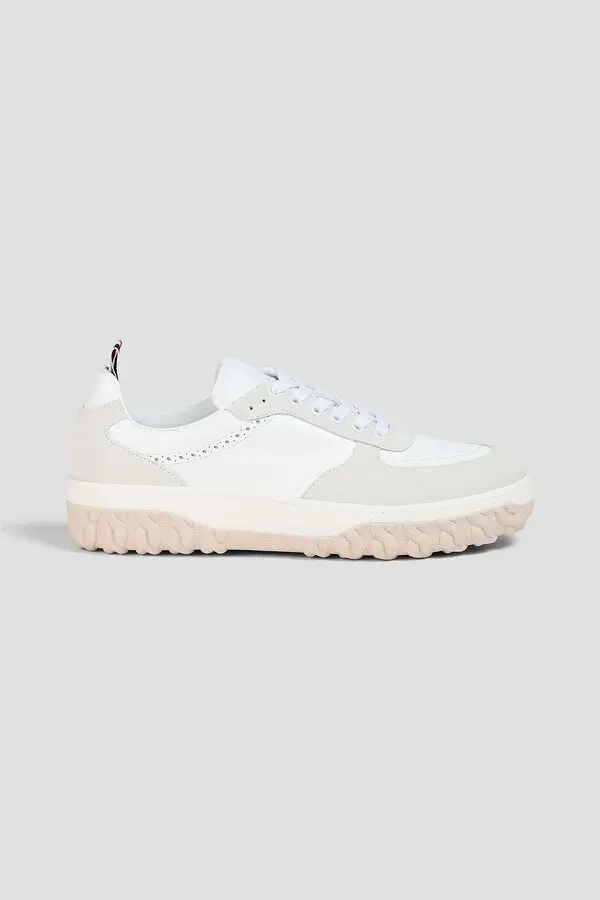 Thom Browne Letterman Leather And Suede Sneakers