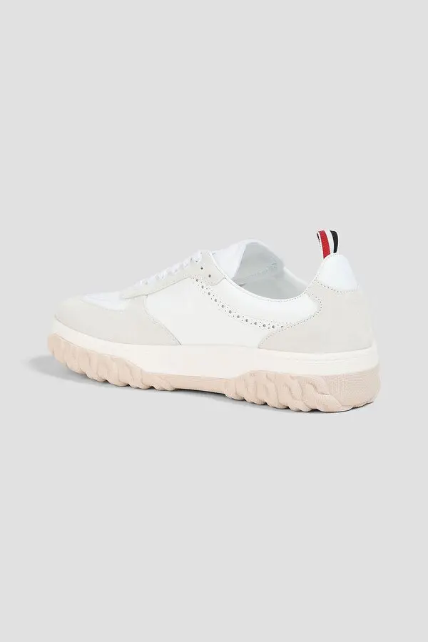 Thom Browne Letterman Leather And Suede Sneakers