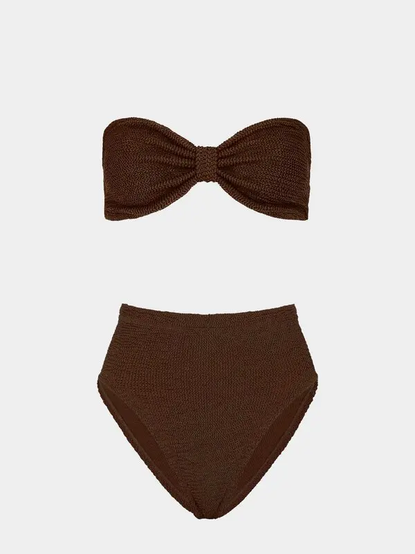Hunza G Ruby Bandeau Bikini Set - Metallic Chocolate