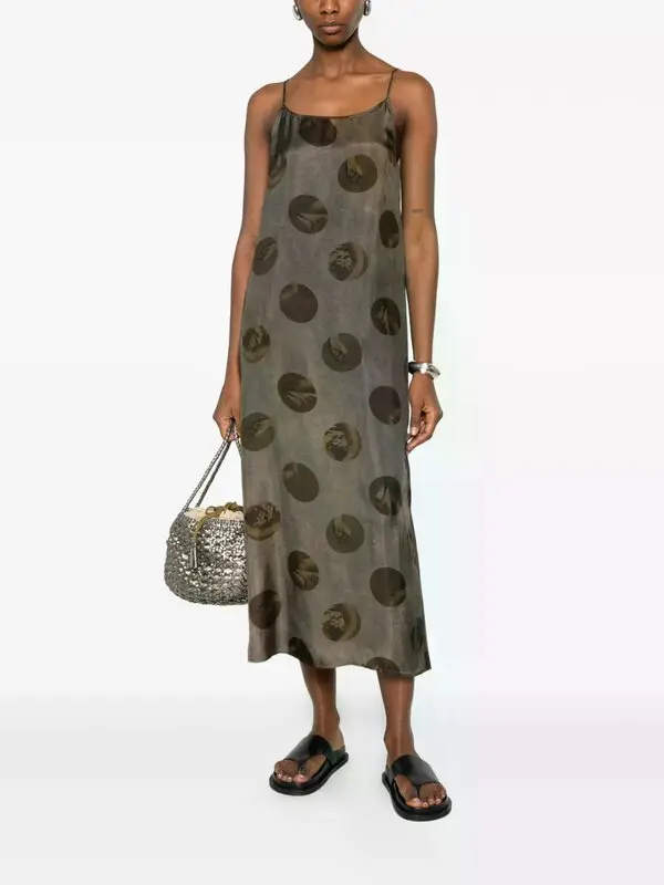 UMA WANG Printed Slip Midi Dress - Grey