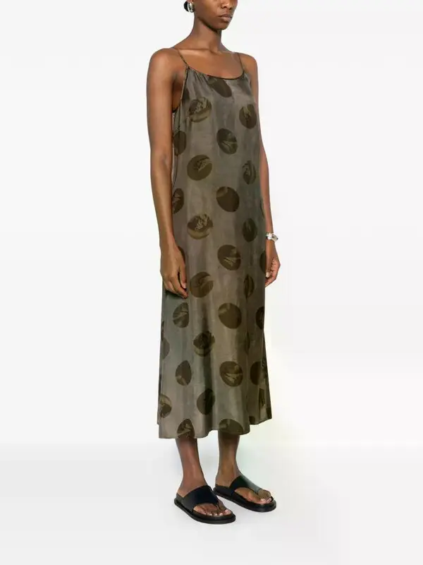 UMA WANG Printed Slip Midi Dress - Grey