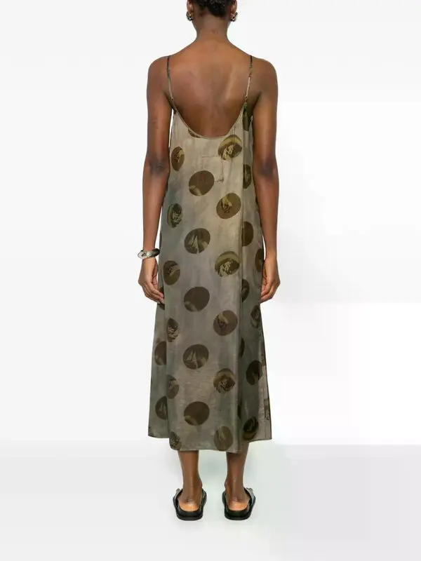 UMA WANG Printed Slip Midi Dress - Grey