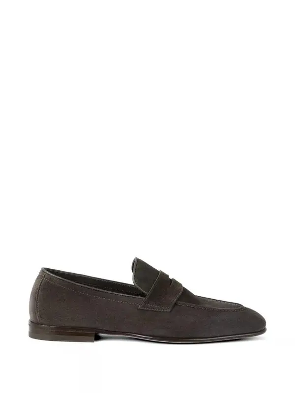 Brunello Cucinelli Suede Soft Penny Loafers - Brown