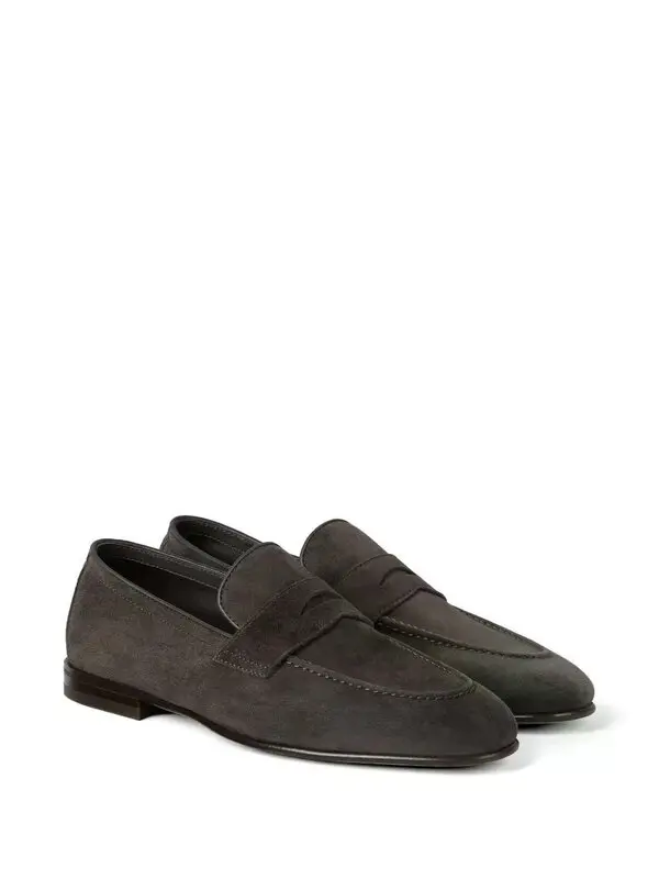 Brunello Cucinelli Suede Soft Penny Loafers - Brown