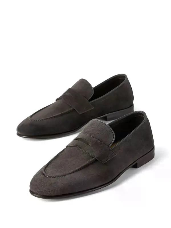 Brunello Cucinelli Suede Soft Penny Loafers - Brown