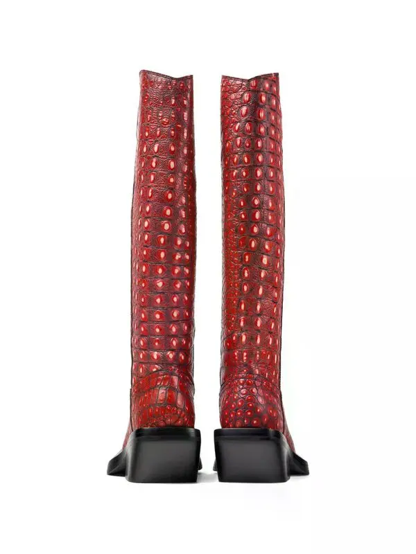 Camper Embossed Square Toe Boots