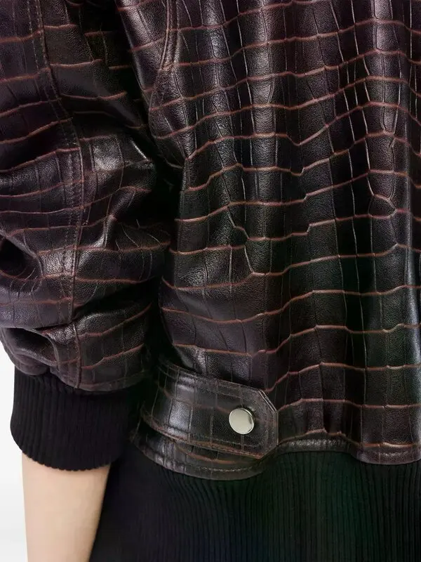 Rabanne Crocodile Effect Leather Bomber Jacket