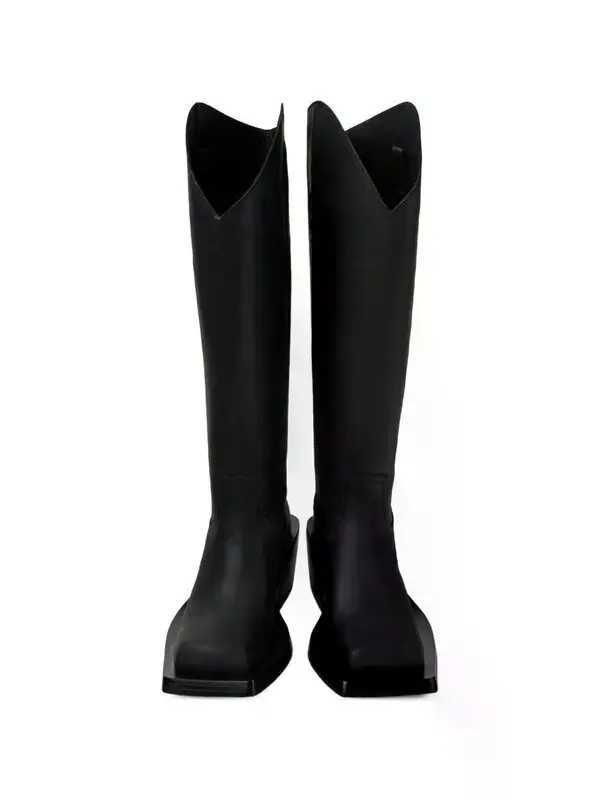 Camper Square Toe Leather Boots - Black
