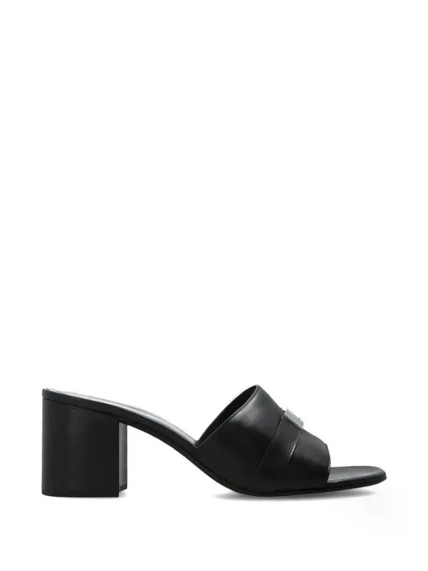 Tory Burch Leather Mules With Silver-tone Hardware - Black