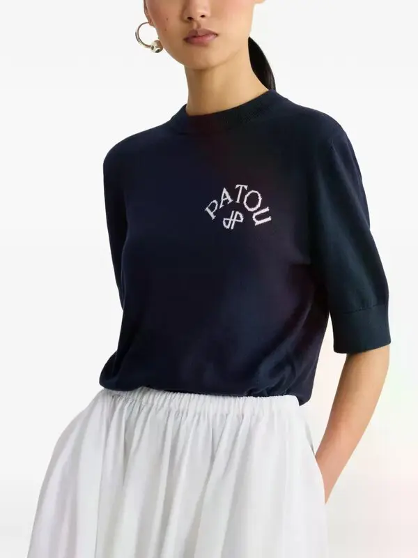 PATOU Bow-detail Short-sleeved Top - Blue