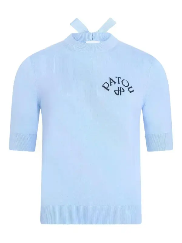 PATOU Bow Short-sleeve Top - Blue