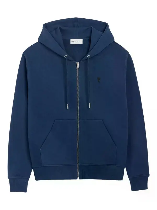 AMI Paris Cotton Loopback Hoodie - Blue