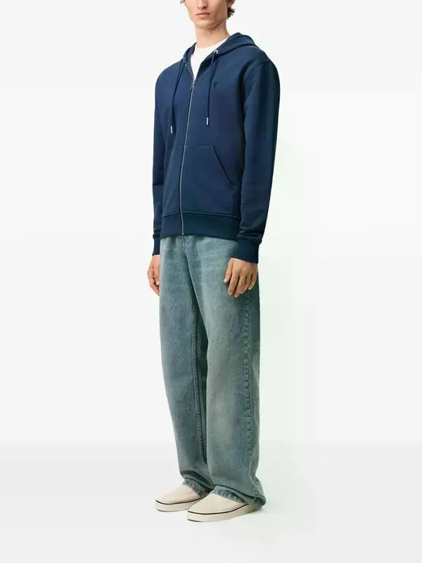 AMI Paris Cotton Loopback Hoodie - Blue