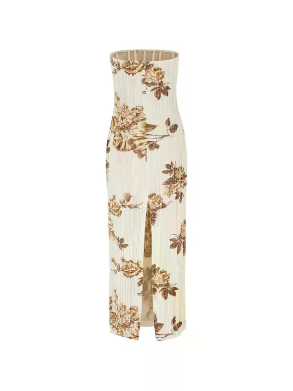 Magda Butrym Floral-print Strapless Midi Dress - Neutrals
