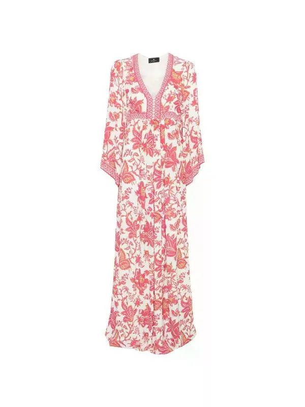 Etro Floral V-neck Dress - Pink