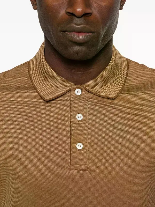 Canali Collar Trim Polo Shirt - Neutrals