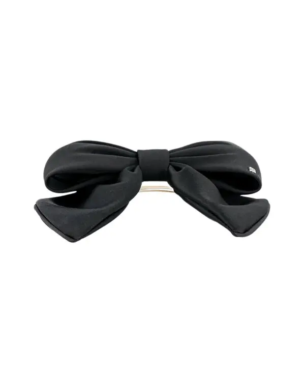 Alexandre De Paris Silk Bow Barrette - Black