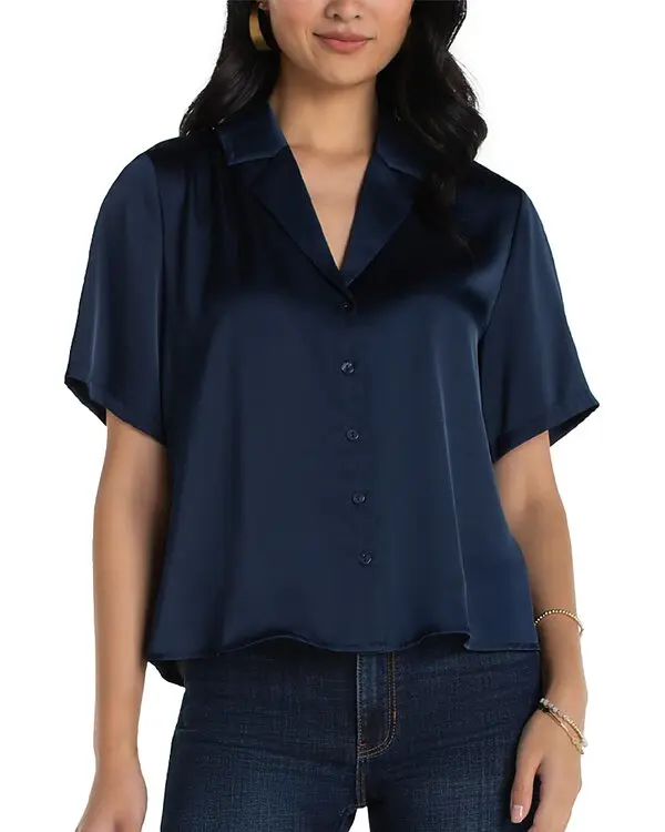 LIVERPOOL Camp Collar Blouse - Dark Navy