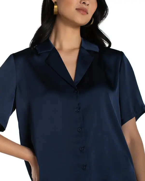 LIVERPOOL Camp Collar Blouse - Dark Navy