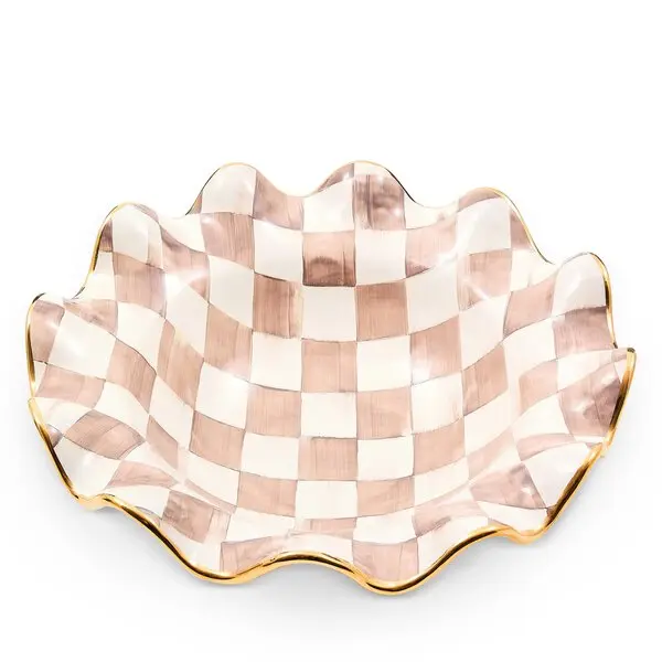 MACKENZIE-CHILDS Check Ceramic Fluted Serving Bowl