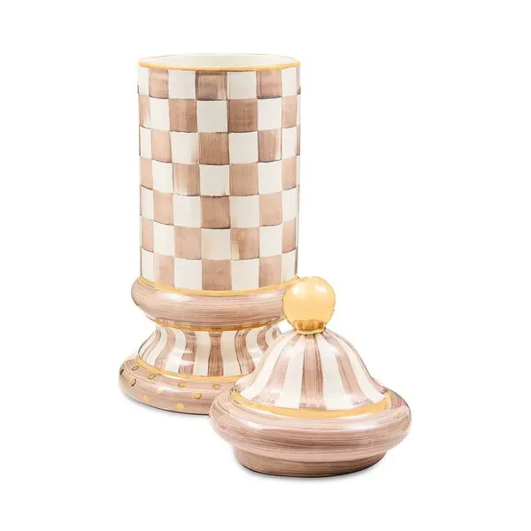 MACKENZIE-CHILDS Check Ceramic Column Canister