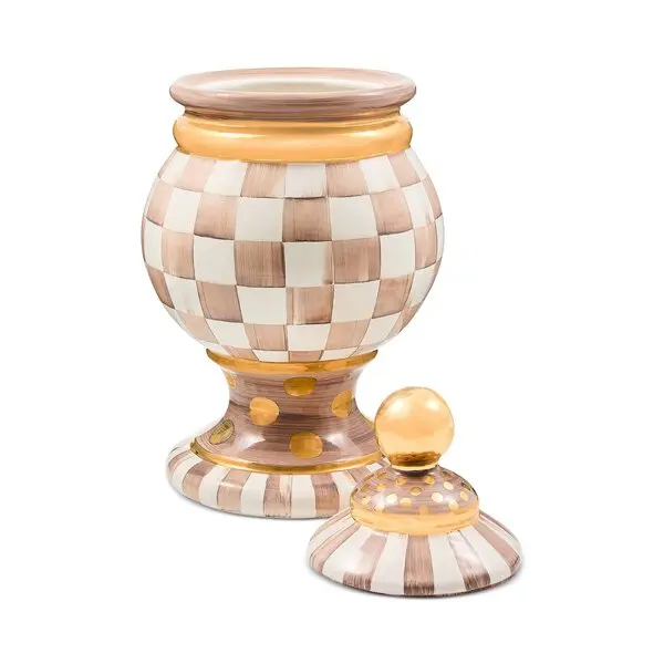 MACKENZIE-CHILDS Check Ceramic Globe Canister