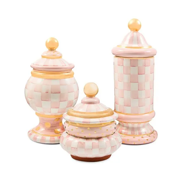 MACKENZIE-CHILDS Check Ceramic Column Canister