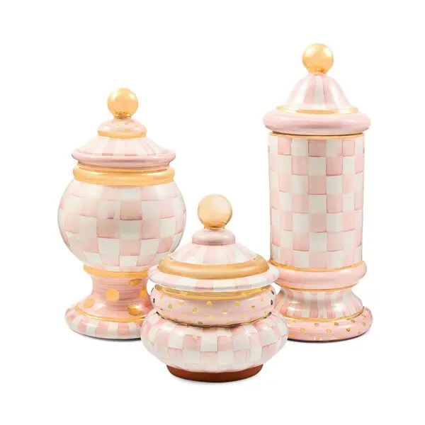 MACKENZIE-CHILDS Check Ceramic Groovy Canister