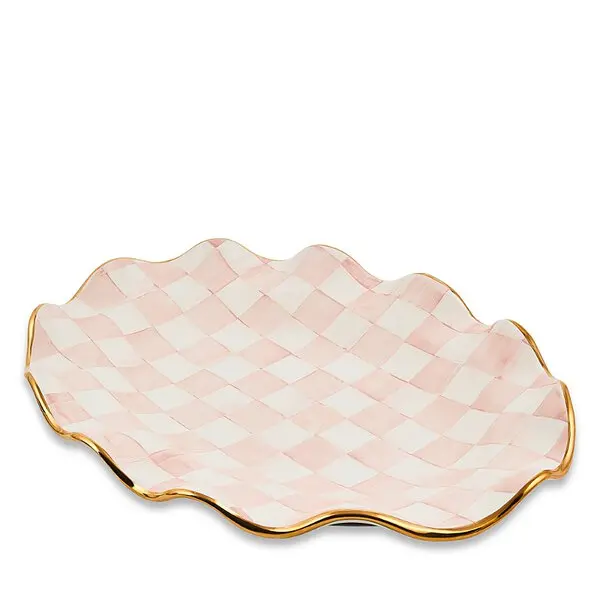 MACKENZIE-CHILDS Check Ceramic Large Serving Platter - Rosy