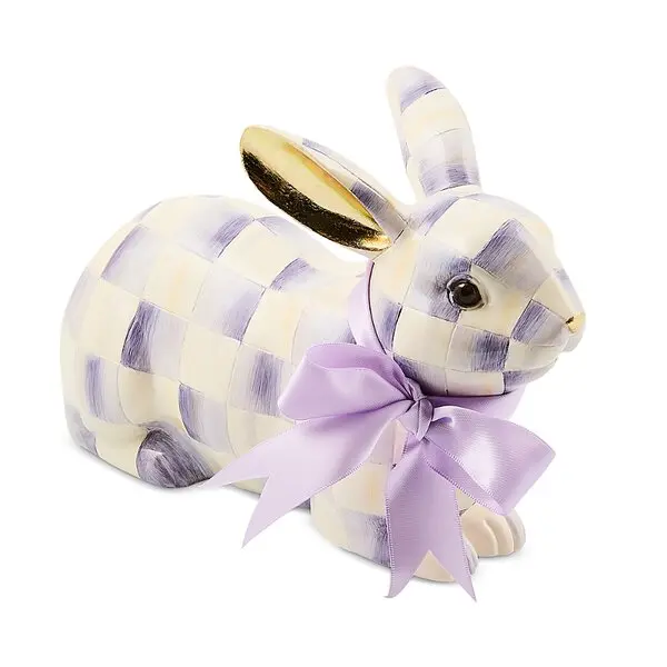MACKENZIE-CHILDS Check Resting Bunny Figure - Violet
