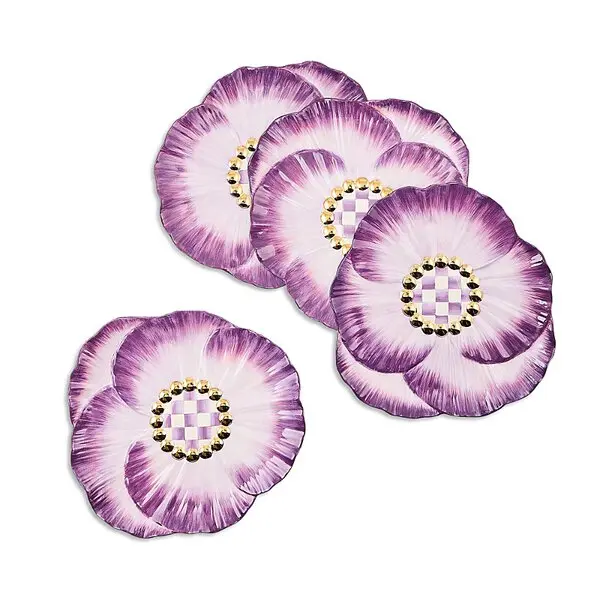 MACKENZIE-CHILDS Party Ceramic Dessert Plates, Set Of 4 - Pansy