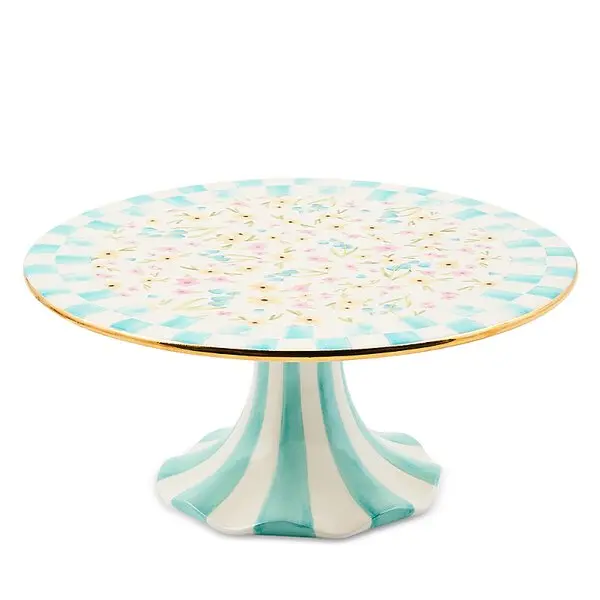 MACKENZIE-CHILDS Patch Small Ceramic Pedestal Platter - Posie