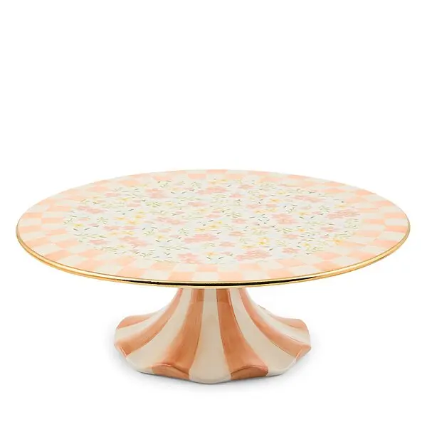 MACKENZIE-CHILDS Patch Large Ceramic Pedestal Platter - Posie
