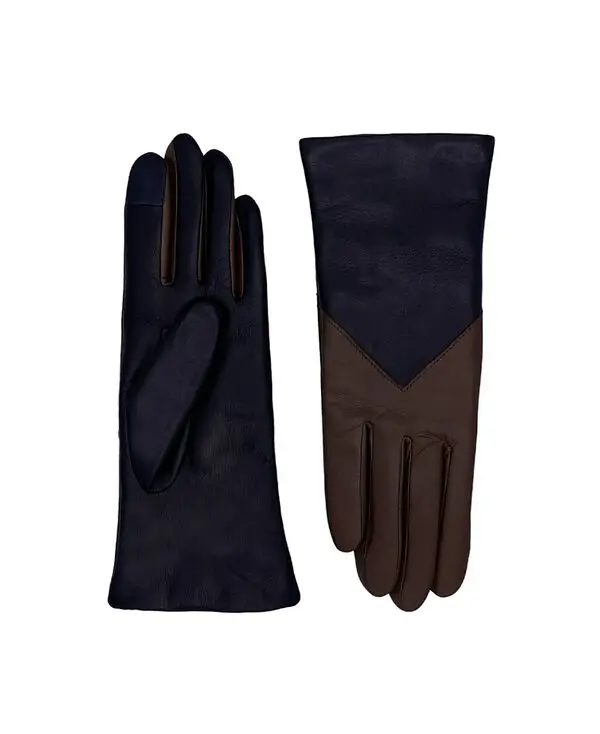 AGNELLE Severine Lambskin Gloves - Black/brown