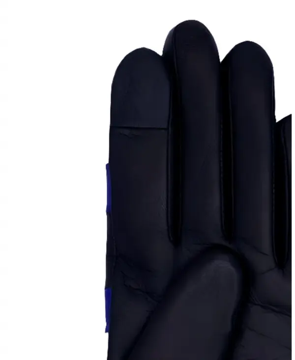 AGNELLE Alexine Mid-length Striped Leather Gloves