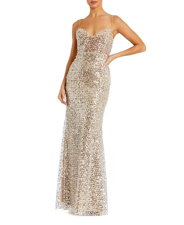Mac Duggal Embellished Sleeveless Bustier Gown - Nude