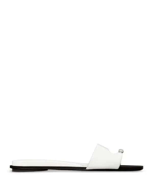 Tory Burch Pierced Leather Slides - Bianco