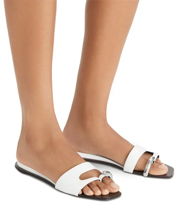 Tory Burch Pierced Leather Slides - Bianco