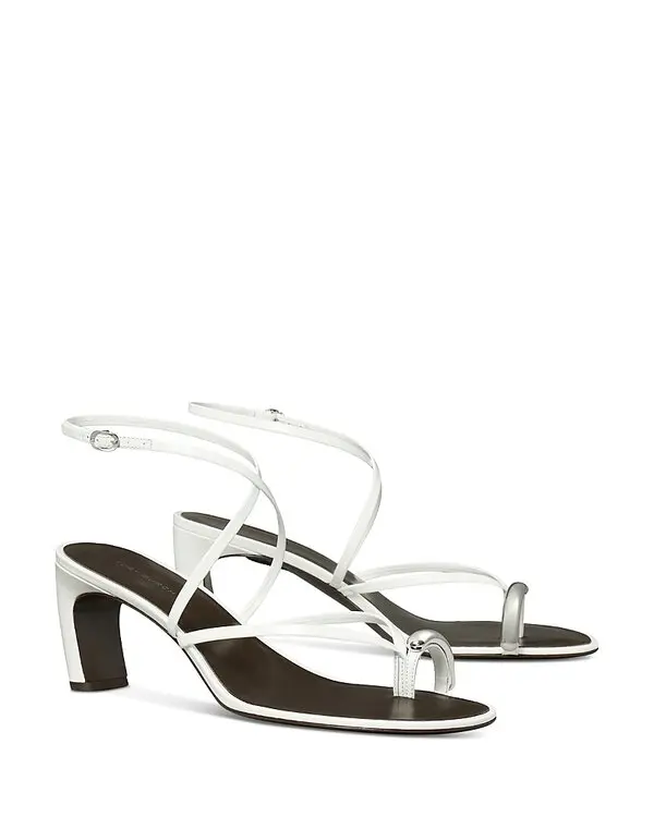 Tory Burch Pierced Strappy Heeled Sandals - Bianco