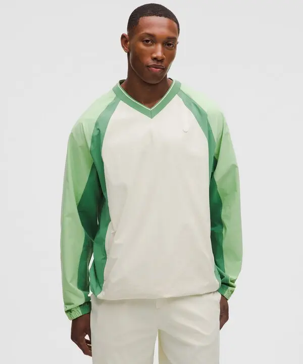 Lululemon Water-repellent Golf Pullover - Light Ivory/kale Krush/canteen Green
