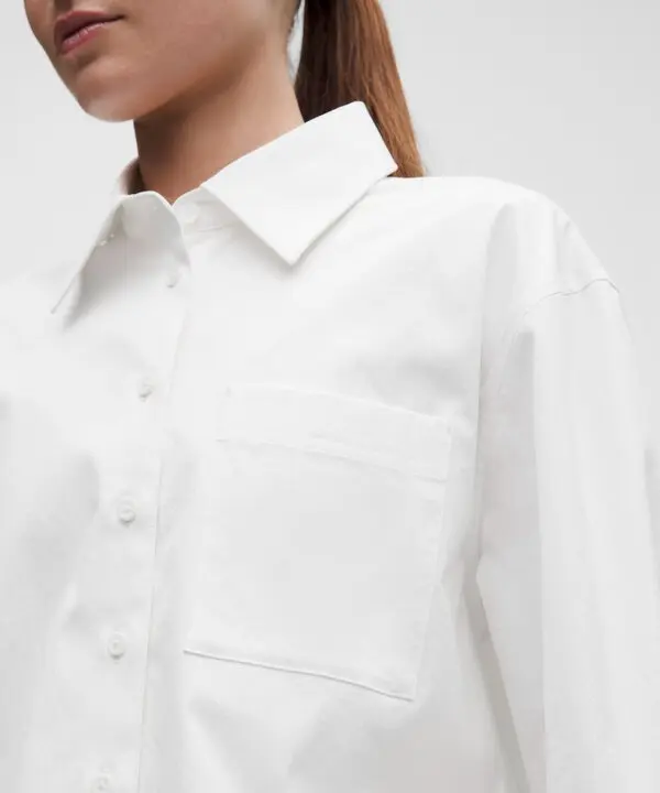 Lululemon Woven Cropped Button-up Long-sleeve Shirt - White