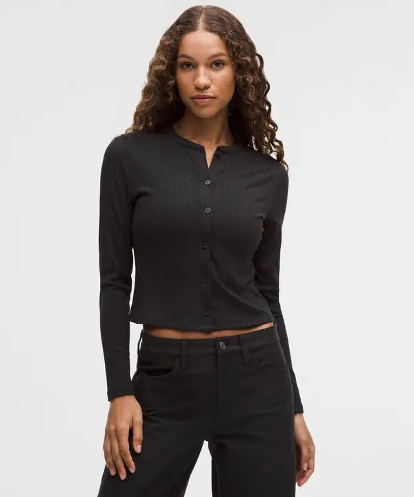 Lululemon Micro-ribbed Button-up Cardigan - Black