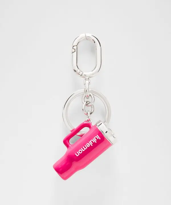 Lululemon Mini Tumbler Keychain - Flamingo Fun/silver