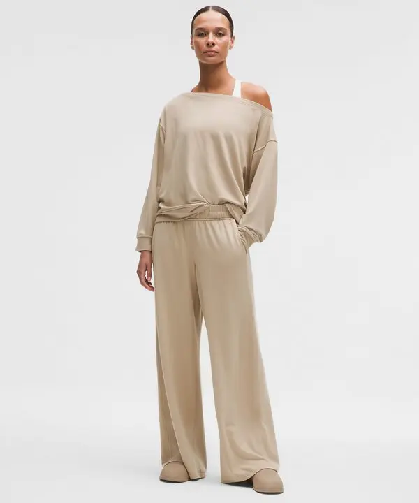 Lululemon Becalm Mid-rise Wide-leg Pant - Wacky Khaki
