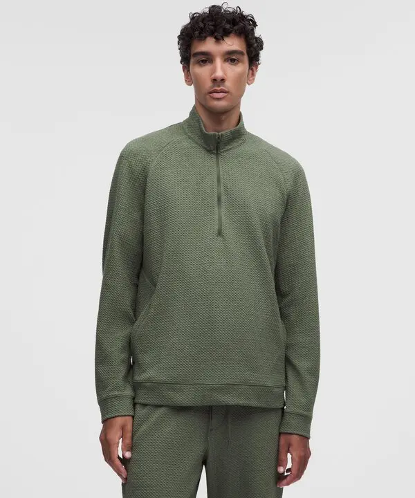 Lululemon Ease The Day Half Zip - Heathered Sassy Sage/black