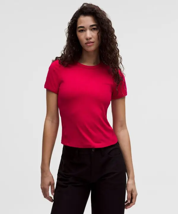 Lululemon Micro-rib Straight-hem T-shirt - Mulberry Spark