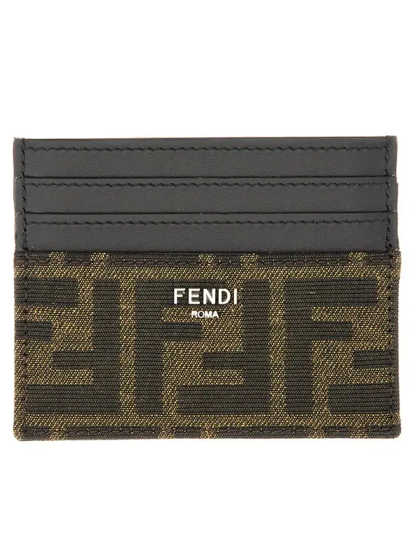 Fendi Leather Card Holder - Brown