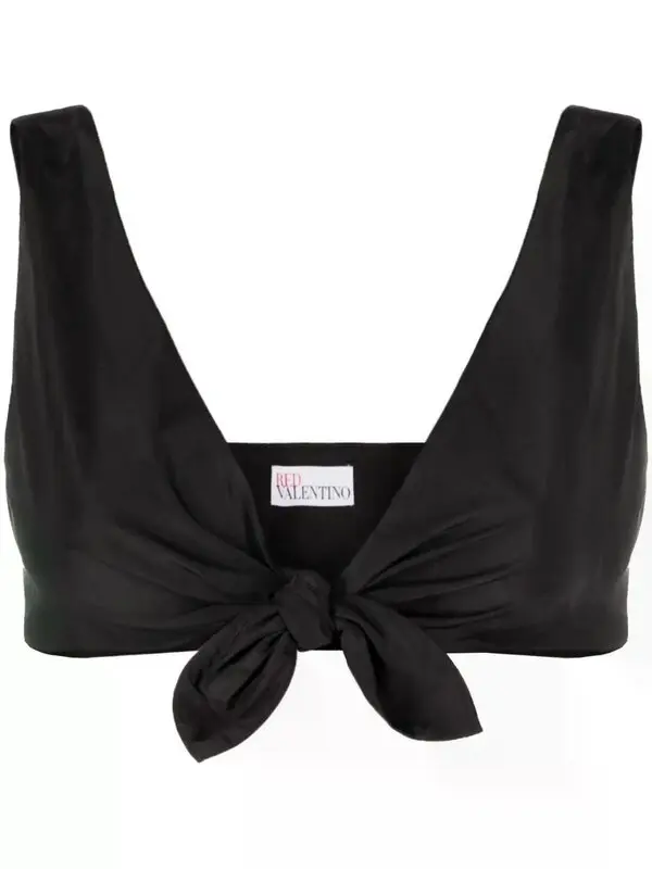 Red Valentino Tie-front Cropped Tank Top - Black